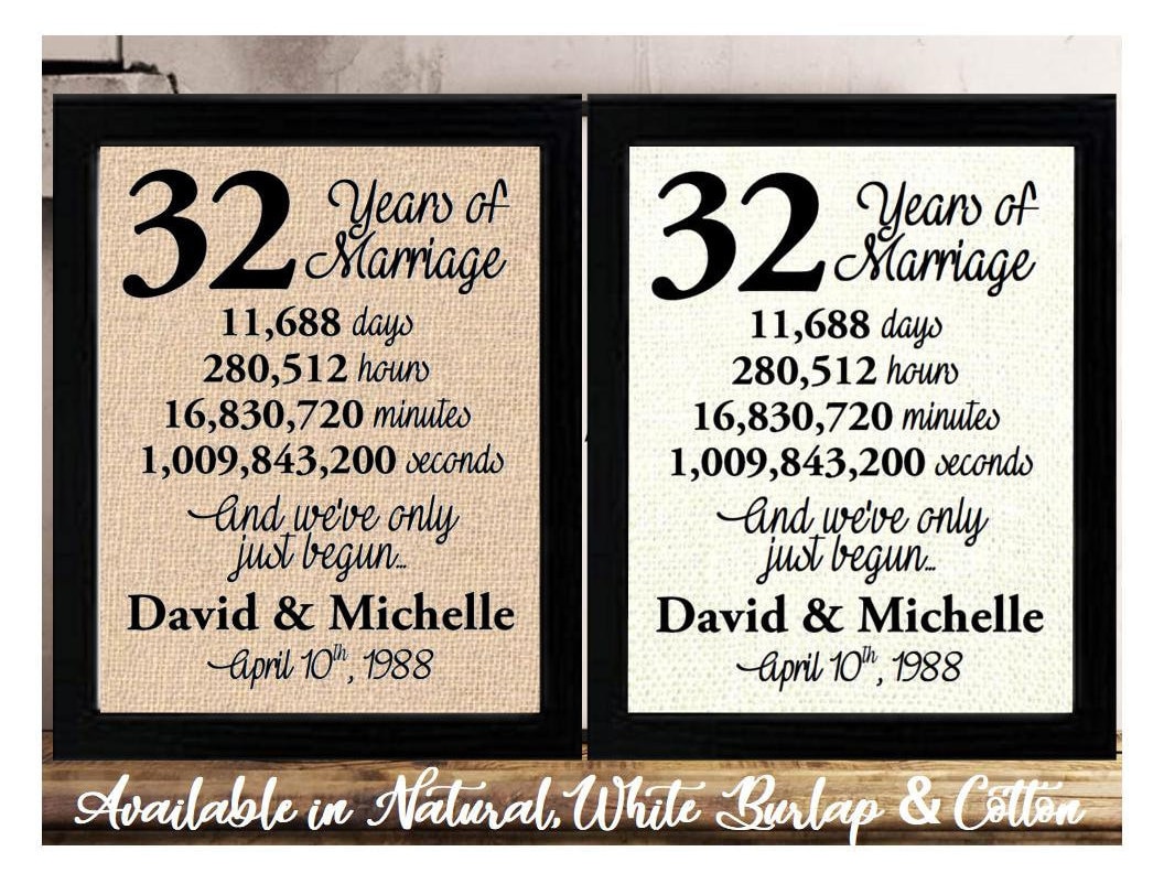 32nd Anniversary | 32 Year Anniversary | 32 Anniversary Gift | 32 Years ...