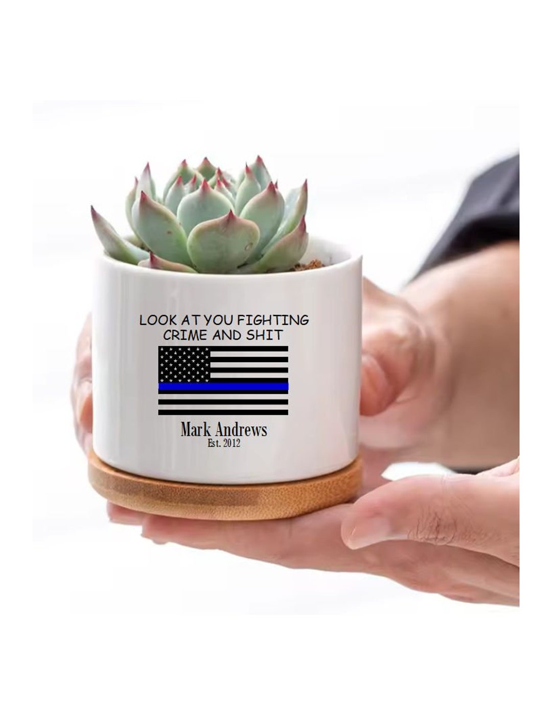 Police Officer Gift Look at You Fighting Crime Shit Succulent Pot FBI ...