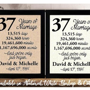 37th Anniversary | 37 Year Anniversary | 37 Anniversary Gift | 37 Years ...