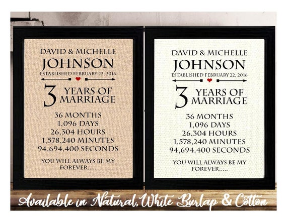 3 Years of Marriage 3rd Anniversary Wedding Gift for Wife | Etsy