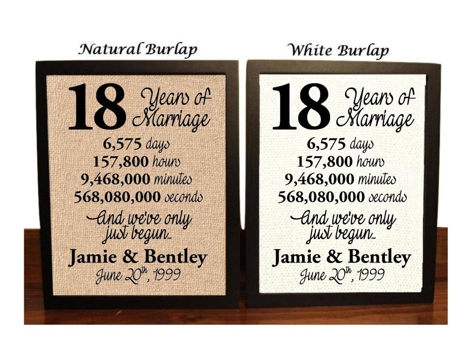 18º aniversario de bodas / 18 años de aniversario de bodas / - Etsy España
