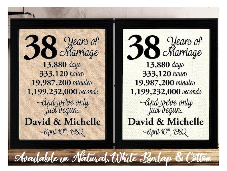 38th Anniversary | 38 Year Anniversary | 38 Anniversary Gift | 38 Years ...