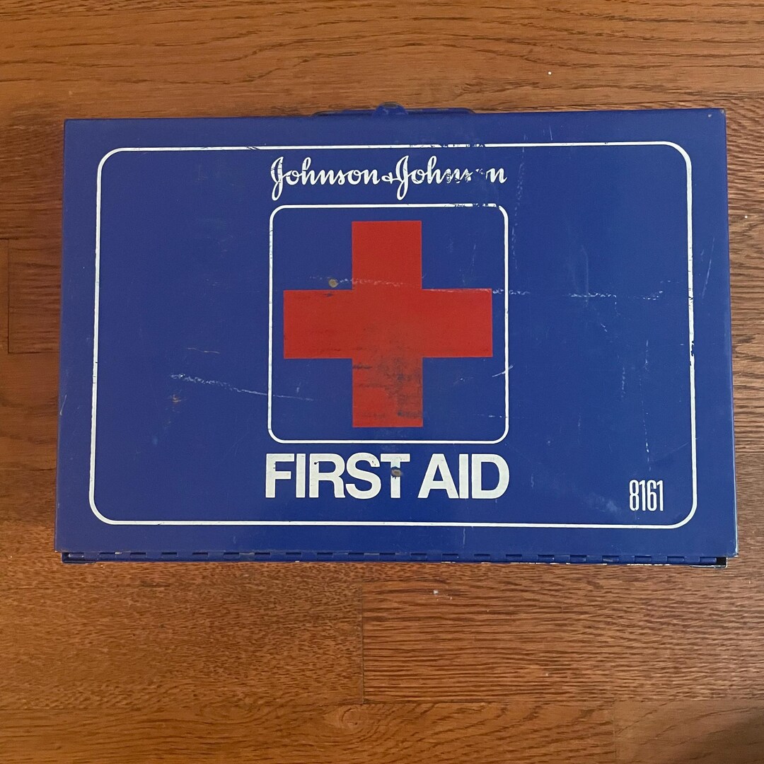 Vtg Johnson & Johnson Blue Metal First Aid Kit - Etsy