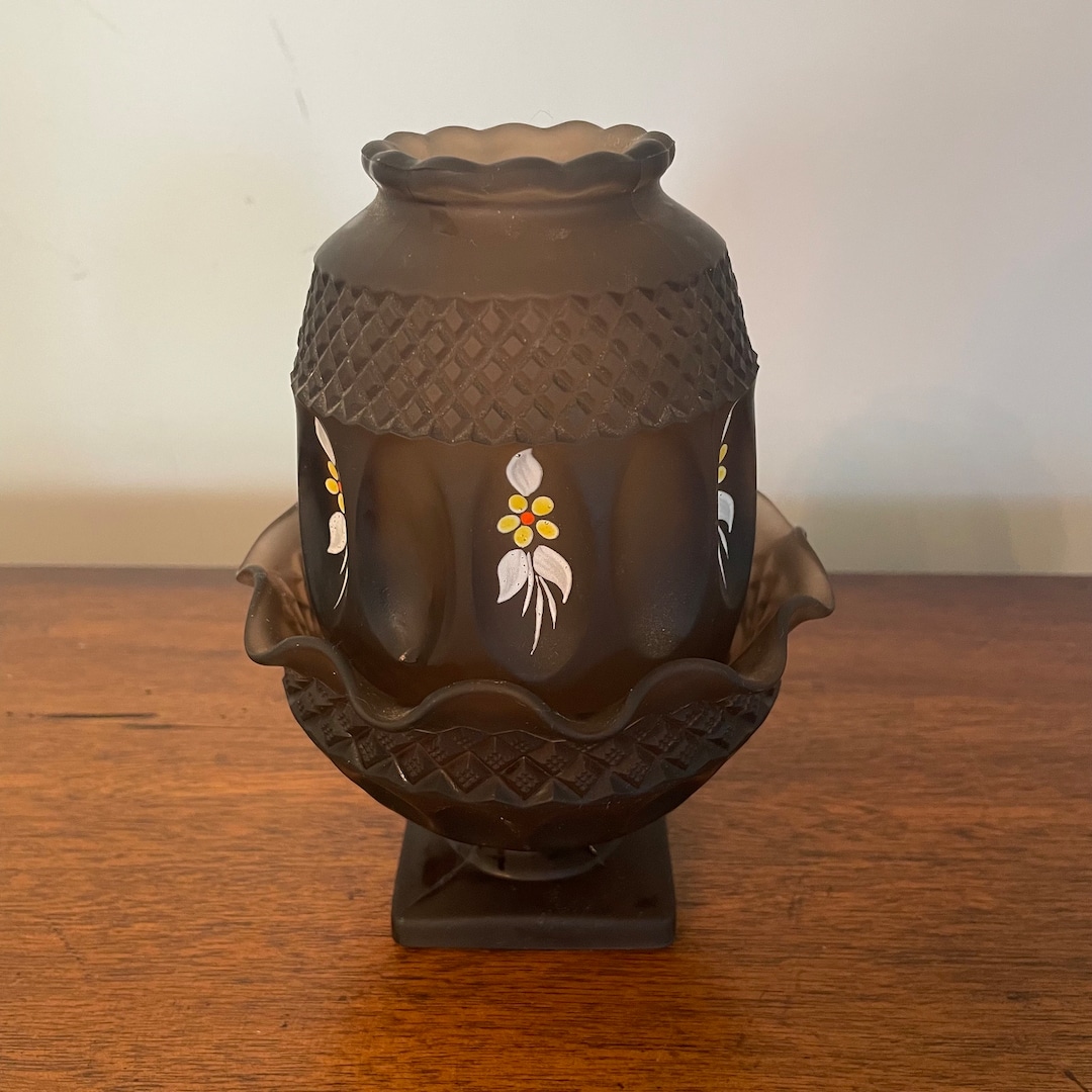 Vtg 70s Westmoreland Brown Satin Fairy Lamp Handpainted Daisies - Etsy