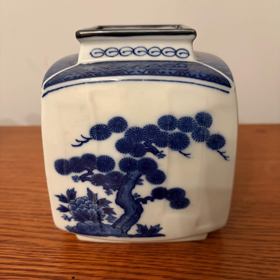 1980s Chinese Blue & White Porcelain Vase Planter Plum Blossom 6” - Etsy