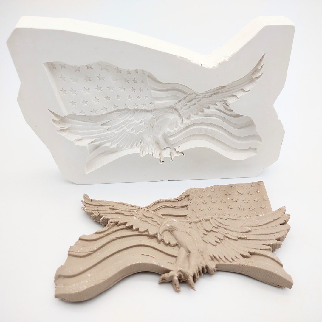 American Eagle Flag Memorial Sprig Mold Ceramic Slip Casting Press Mold ...