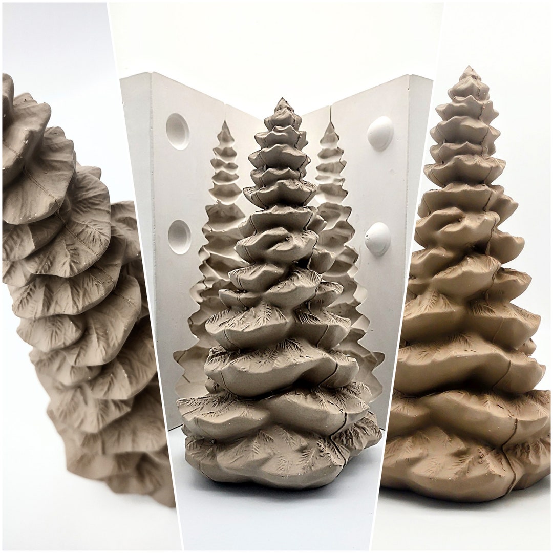 9" Pine Tree Mold Ceramic Slip Casting Plaster Moulds Stand-alone Decor ...