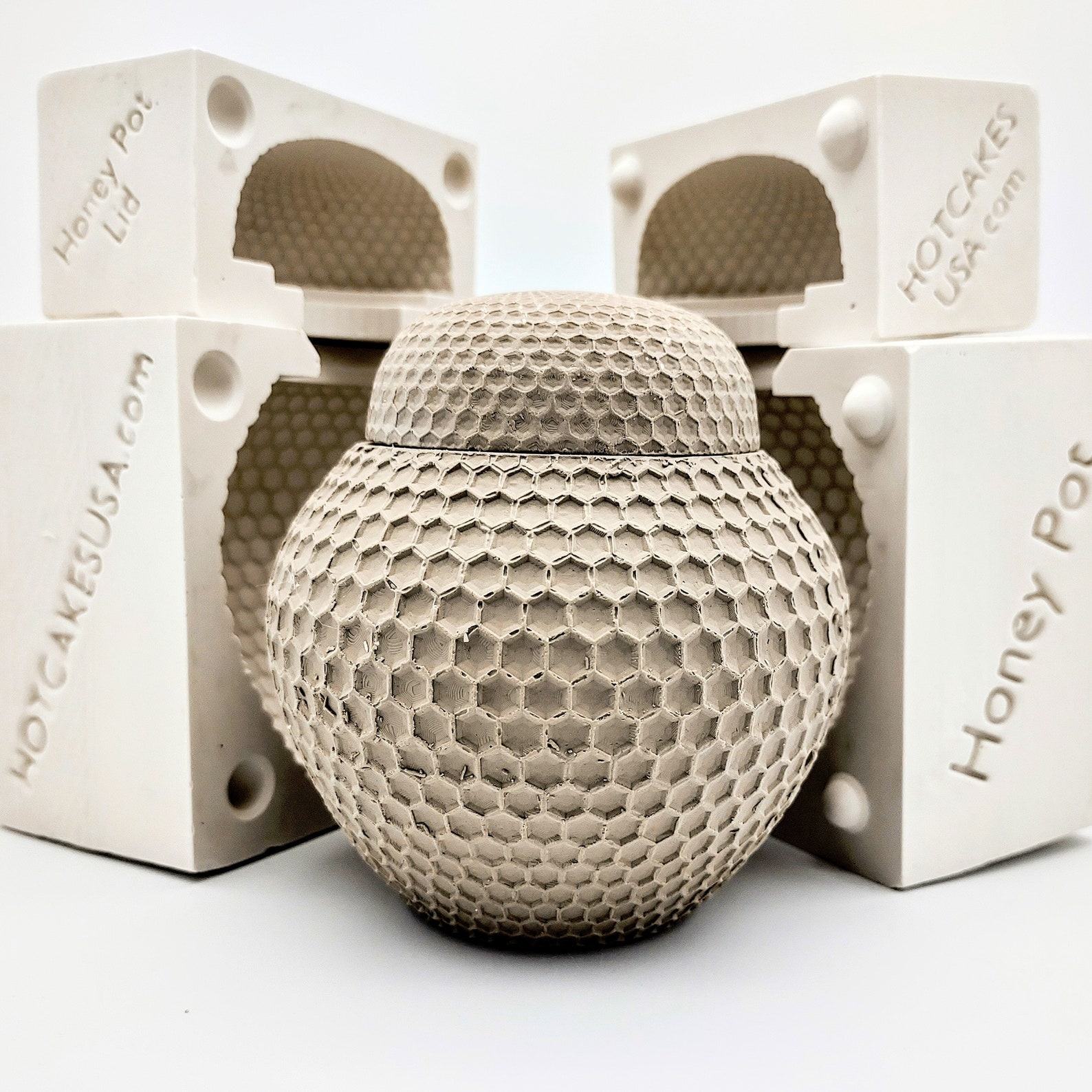 3.5 Honeycomb Hexagonal Beehive Stash Jar Mold Slip Casting Plaster ...