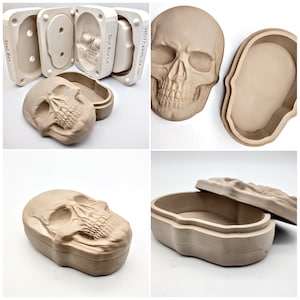 Skull Head Face Trinket Box Container Holder Ceramic Slip Casting ...