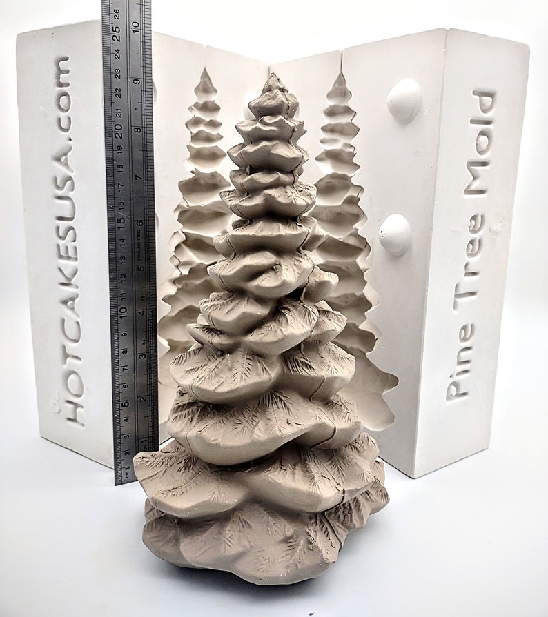 9" Pine Tree Mold Ceramic Slip Casting Plaster Moulds Stand-alone Decor ...