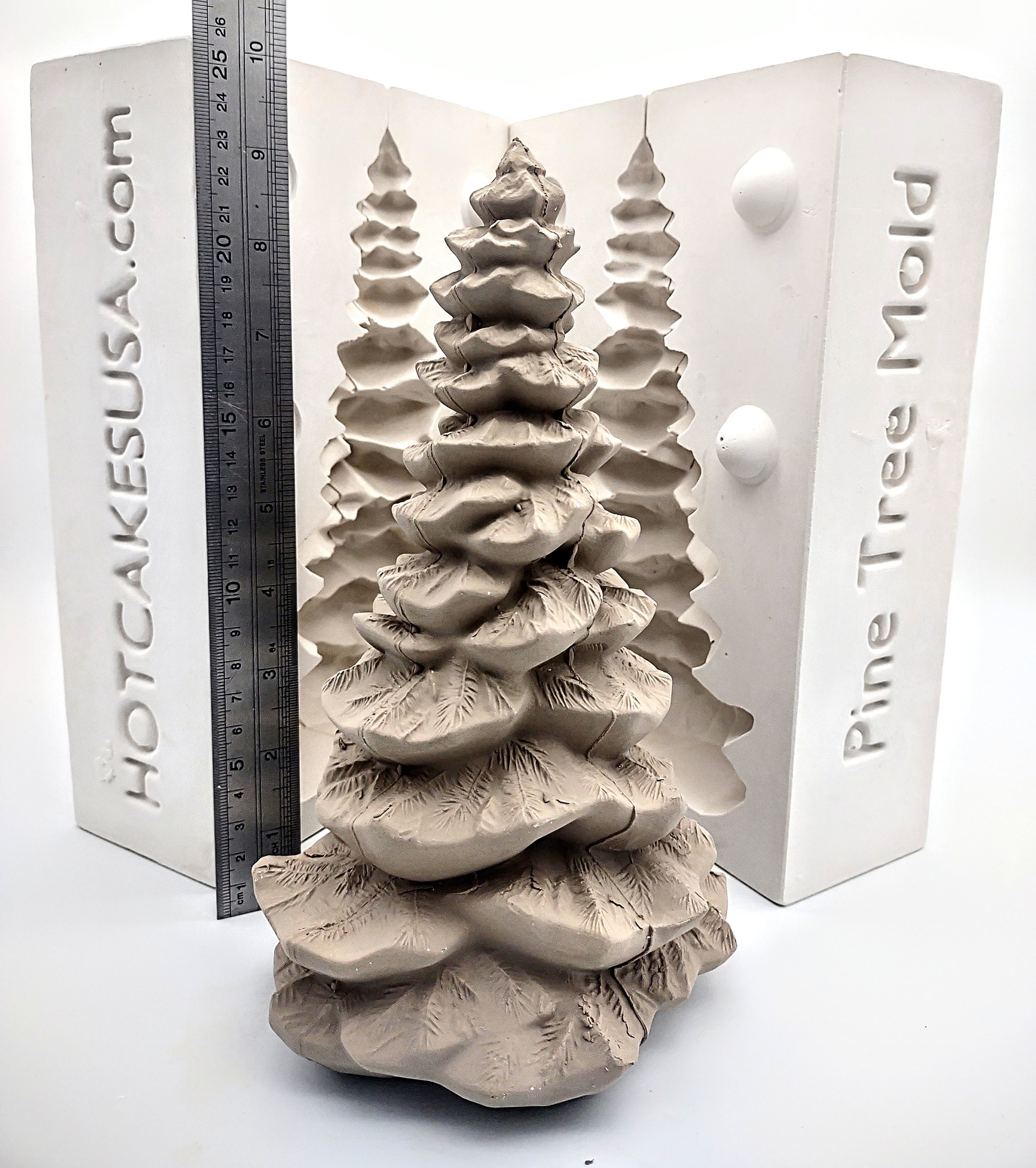 9" Pine Tree Mold Ceramic Slip Casting Plaster Moulds Stand-alone Decor ...