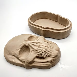 Skull Head Face Trinket Box Container Holder Ceramic Slip Casting ...