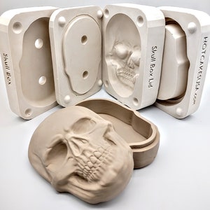 Skull Head Face Trinket Box Container Holder Ceramic Slip Casting ...