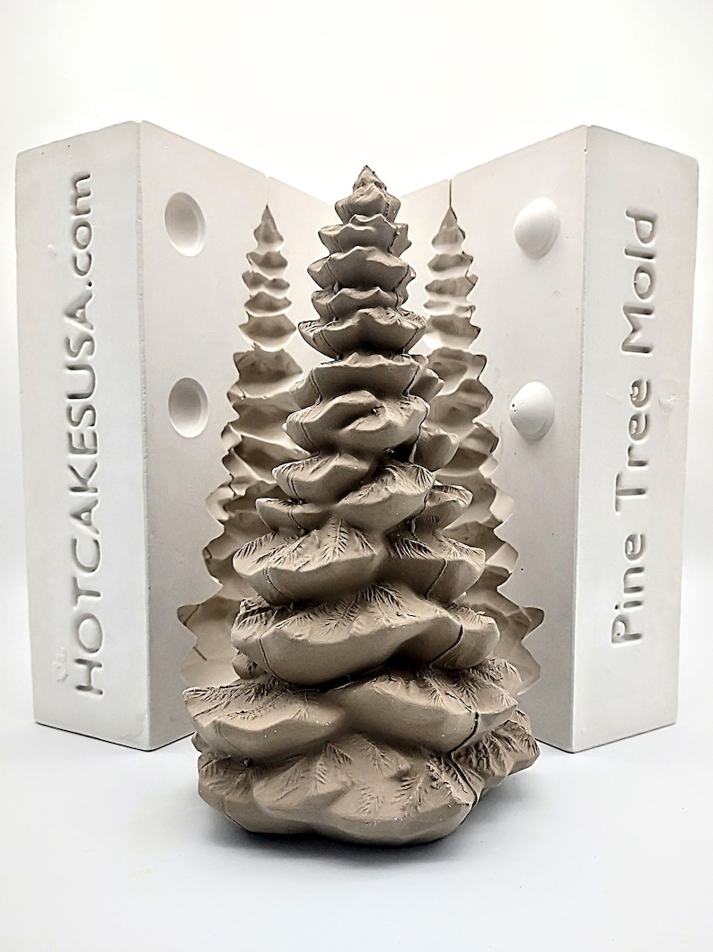 9" Pine Tree Mold Ceramic Slip Casting Plaster Moulds Stand-alone Decor ...