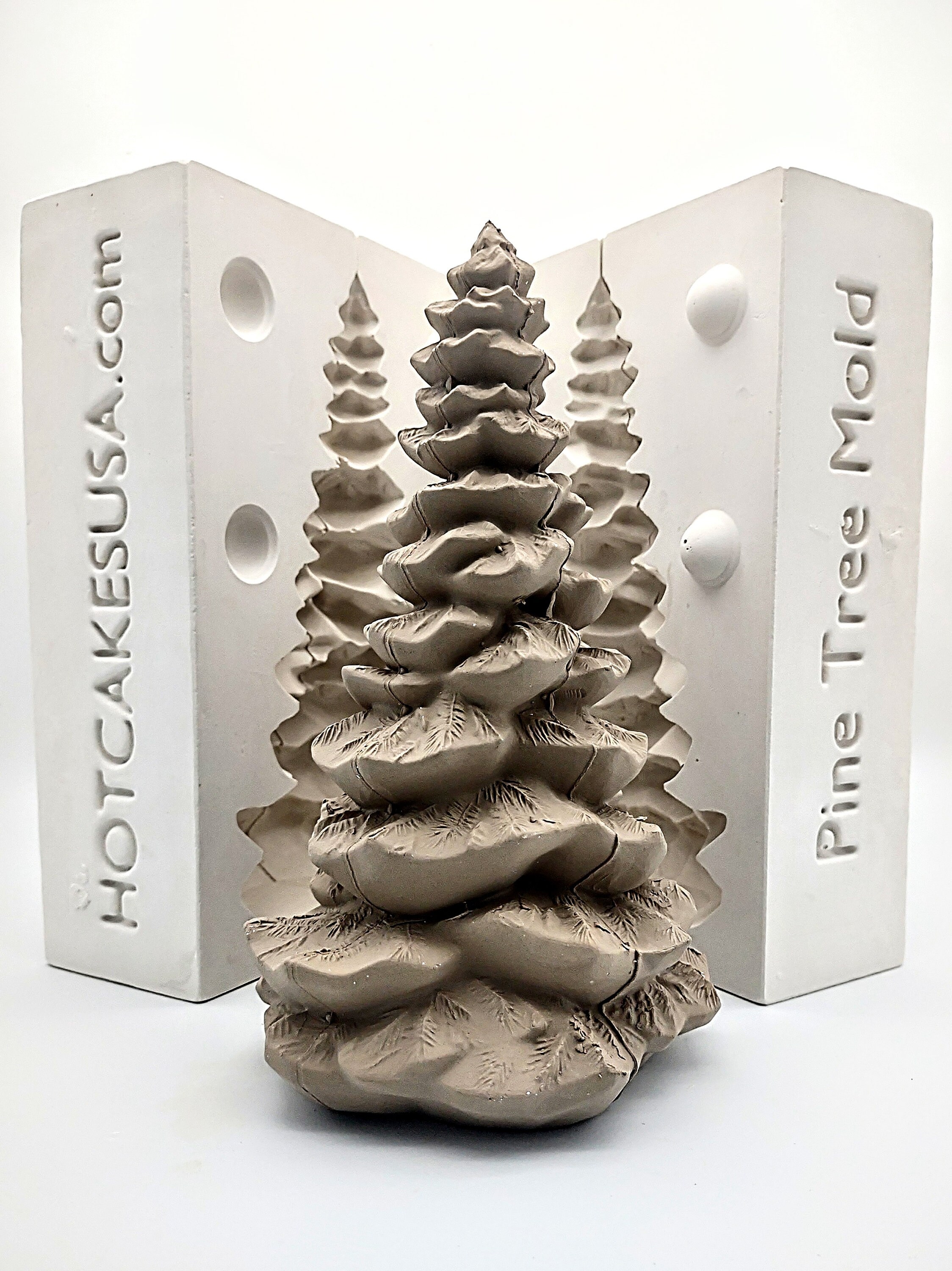 9" Pine Tree Mold Ceramic Slip Casting Plaster Moulds Stand-alone Decor ...