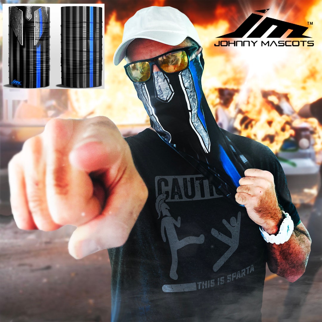 Face Mask Sparta Thin Blue Line Face Shield Face Cover Gaiter ...