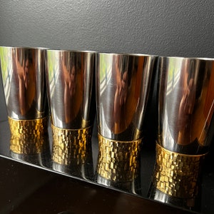 Stuart Devlin Design Viners Stainless Steel and Gold Cups Tumblers ...