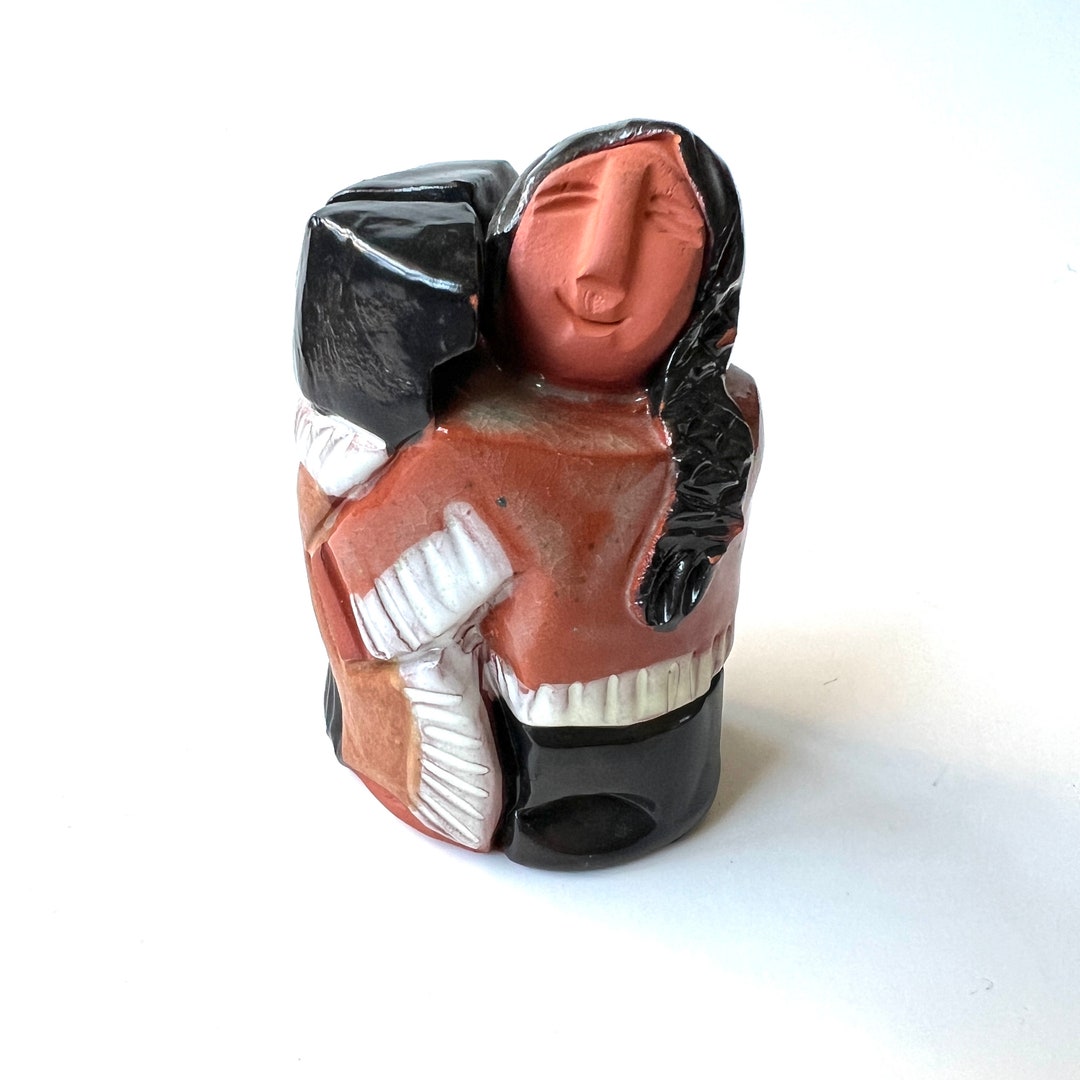 Keena Vintage Signed Pottery First Nations Mohawk Red Clay Figurine Art ...