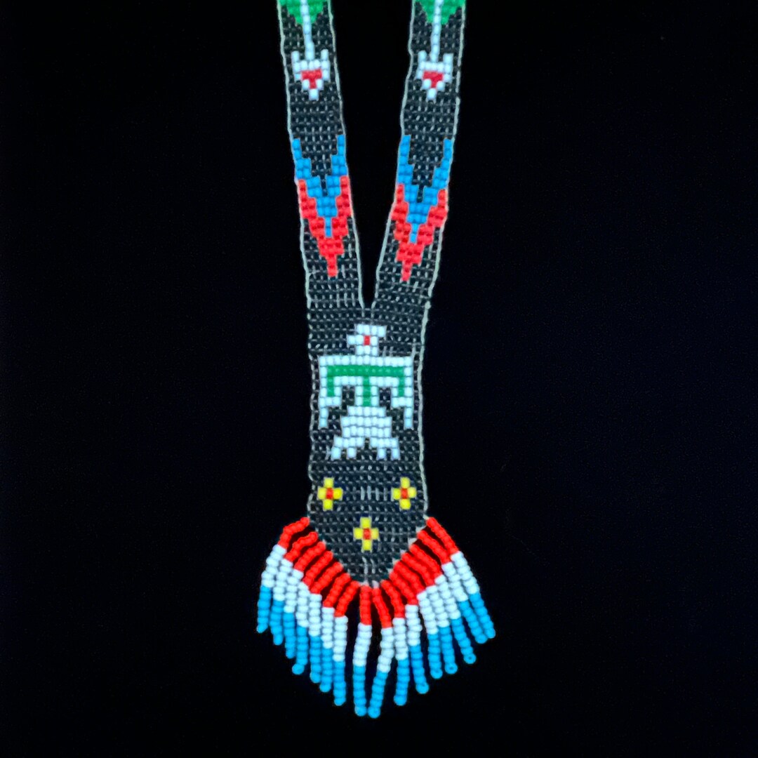 First Nations Seed Bead Necklace Thunderbird and Arrow Motif - Etsy