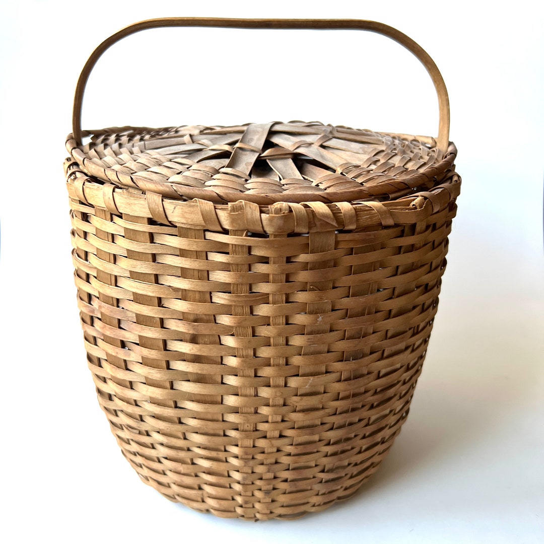 Antique Feather Basket With Lid First Nations Indigenous East Coast ...