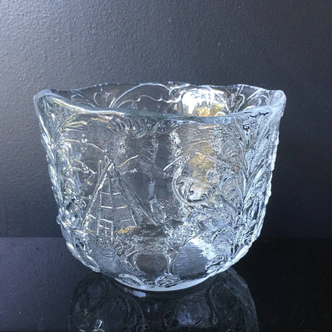 Kosta Boda Sweden Glass Bowl Kjell Engman Swedish Scenes Maypole ...