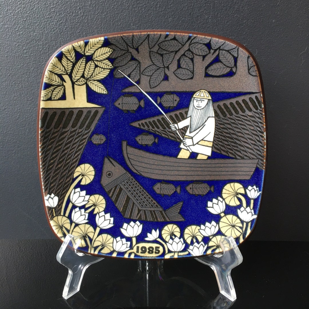 Arabia Finland Kalevala Annual Plate 1985 Finland Fisherman Fish ...
