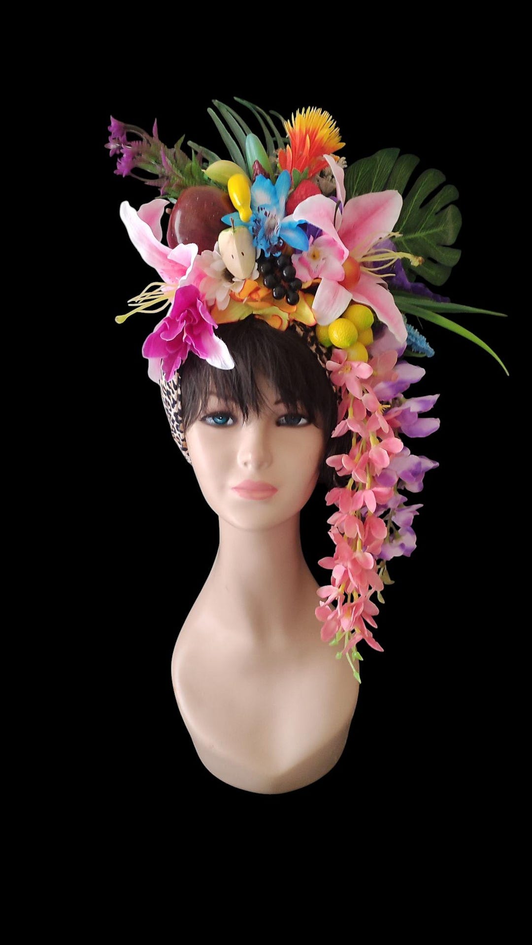 Leopard Carmen Miranda Fruit Turban Exotic Fruit Hat Fruit Headdress ...