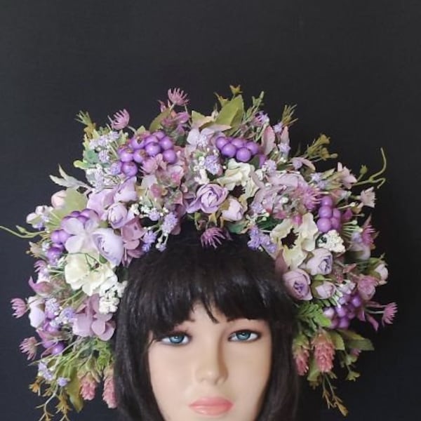 Purple Flower Crown Summer Flower Headdress Fairy Floral Headpiece ...