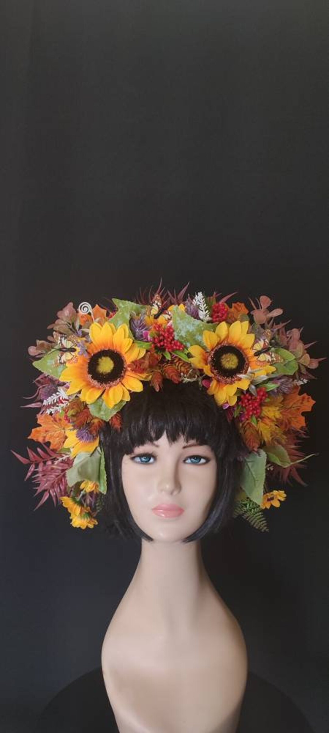 Large Mexican Flower Crown Fiesta Flower Crown Dia De Los Muertos ...