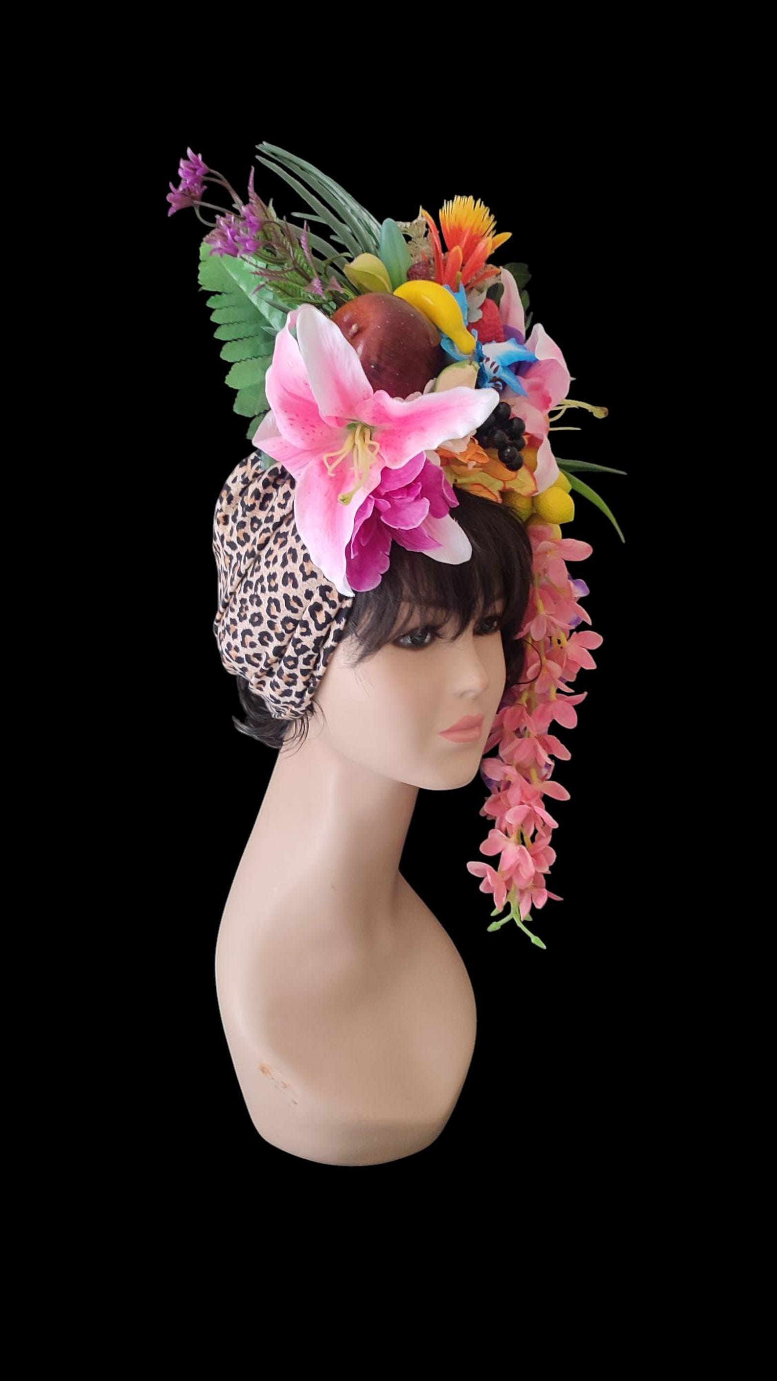 Leopard Carmen Miranda Fruit Turban Exotic Fruit Hat Fruit Headdress ...