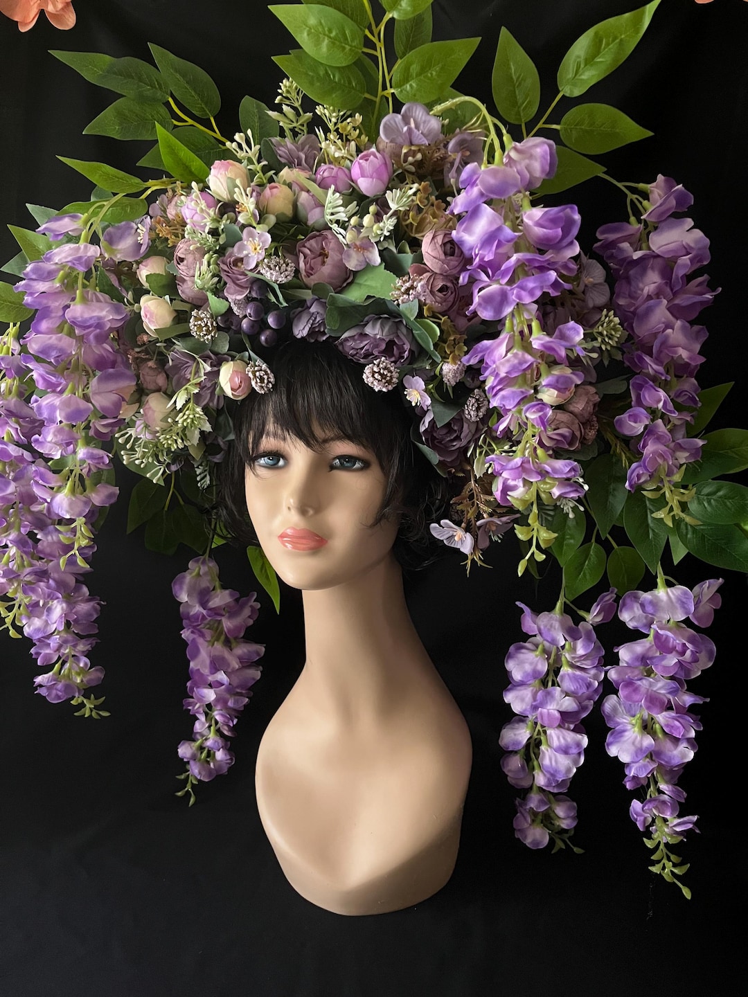 Extra Large Purple Floral Headdress Photoshoot Crown Oversized Flower ...