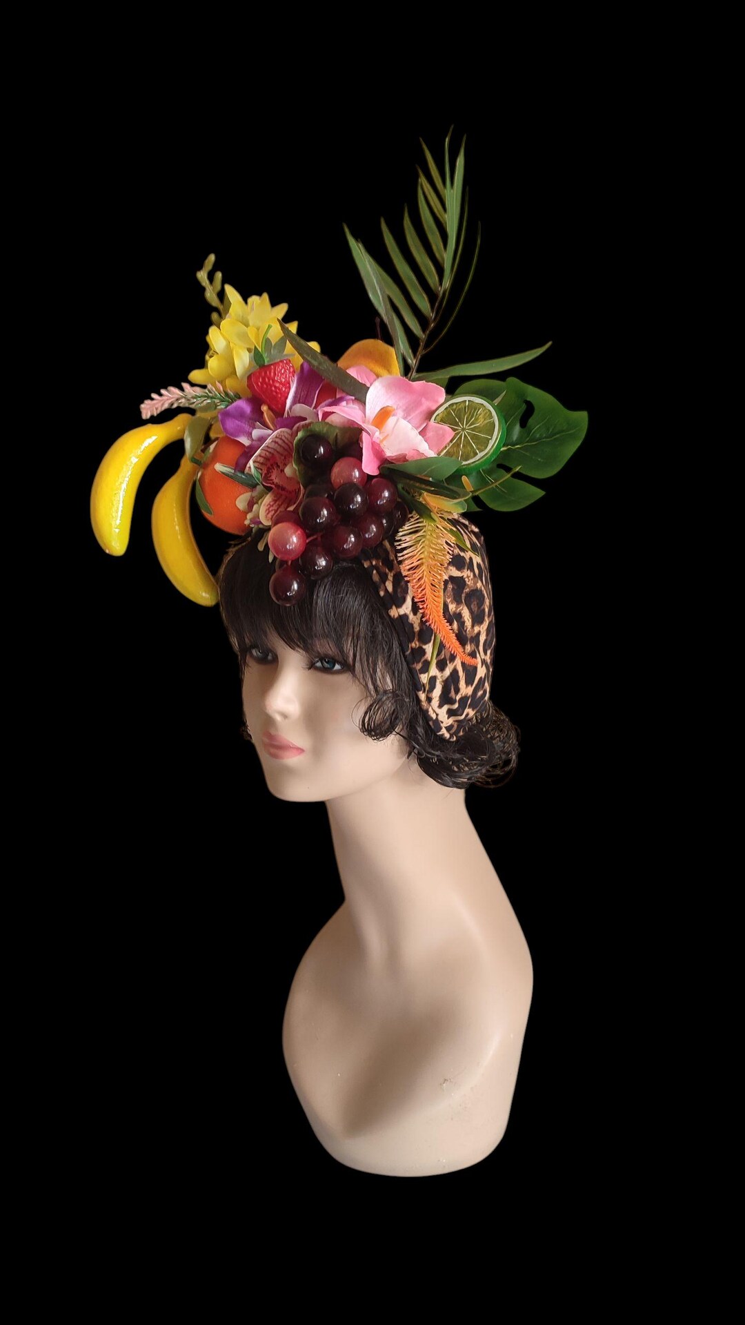 Leopard Fruit Turban Carmen Miranda Hat Tropical Headdress Fruit Hat ...