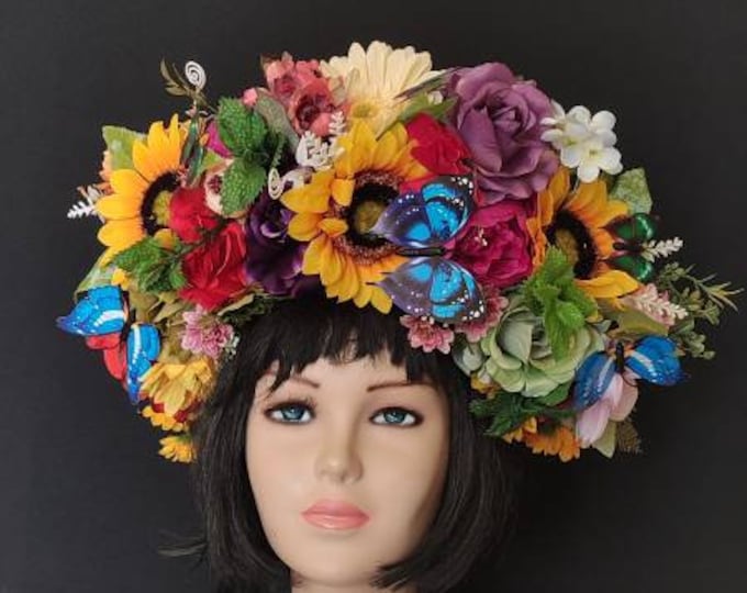 Extra Large Flower Crown for Women Multicolor Flower Headdress Boho ...