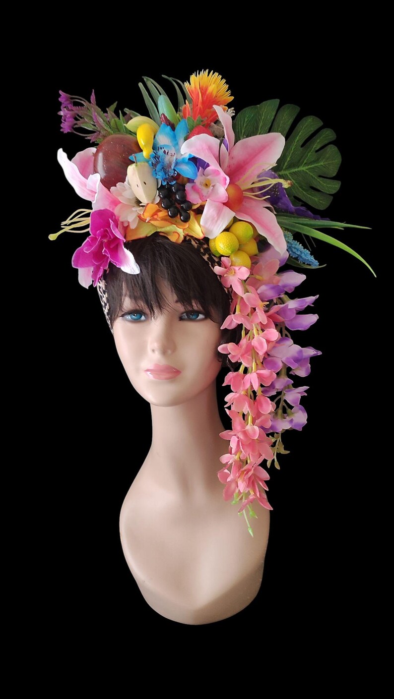 Leopard Carmen Miranda Fruit Turban Exotic Fruit Hat Fruit Headdress ...