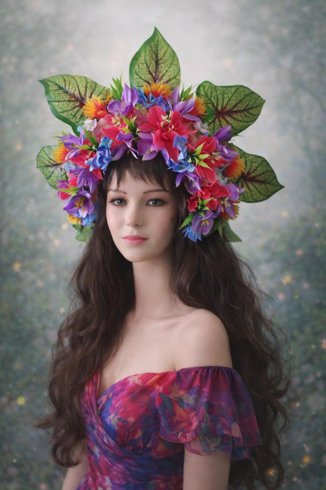 Large Tropical Flower Crown Orchids Headdress Exotic Headdress ...
