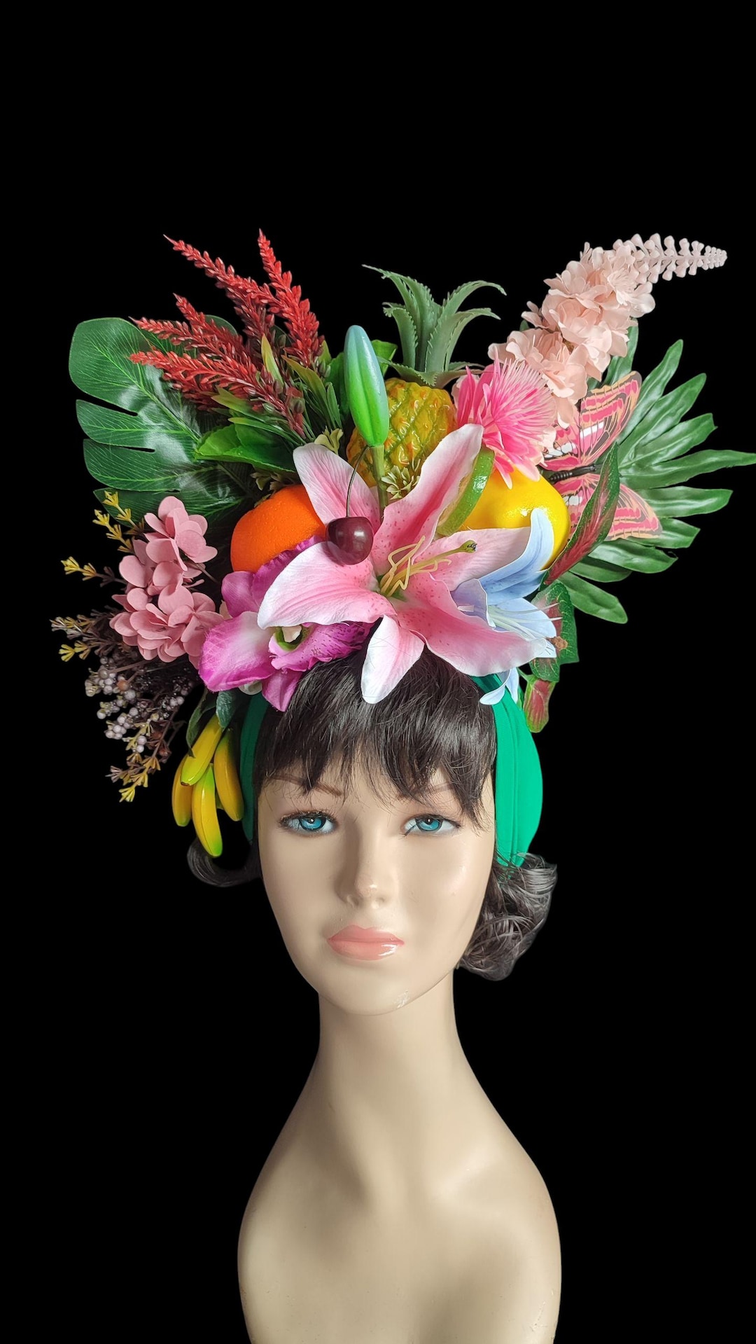 Green Carmen Miranda Fruit Hat Tropical Headdress Tropicana Fruit ...