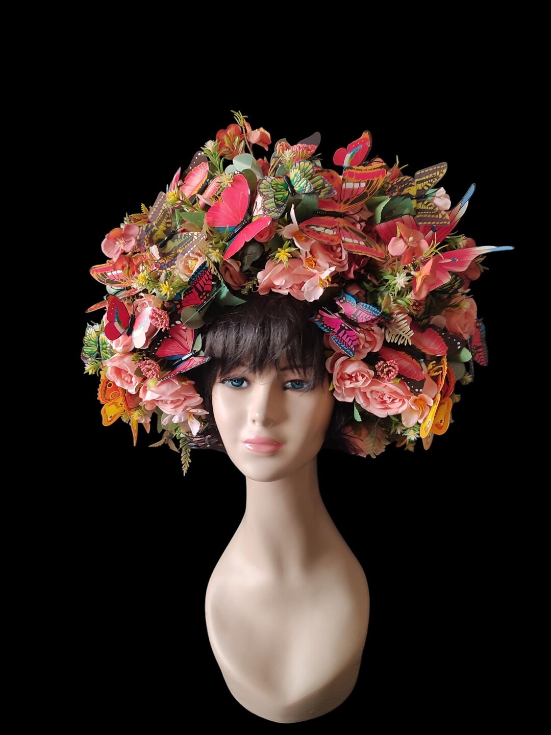 Oversized Flower Crown With Butterflies Giant Floral Headdress ...