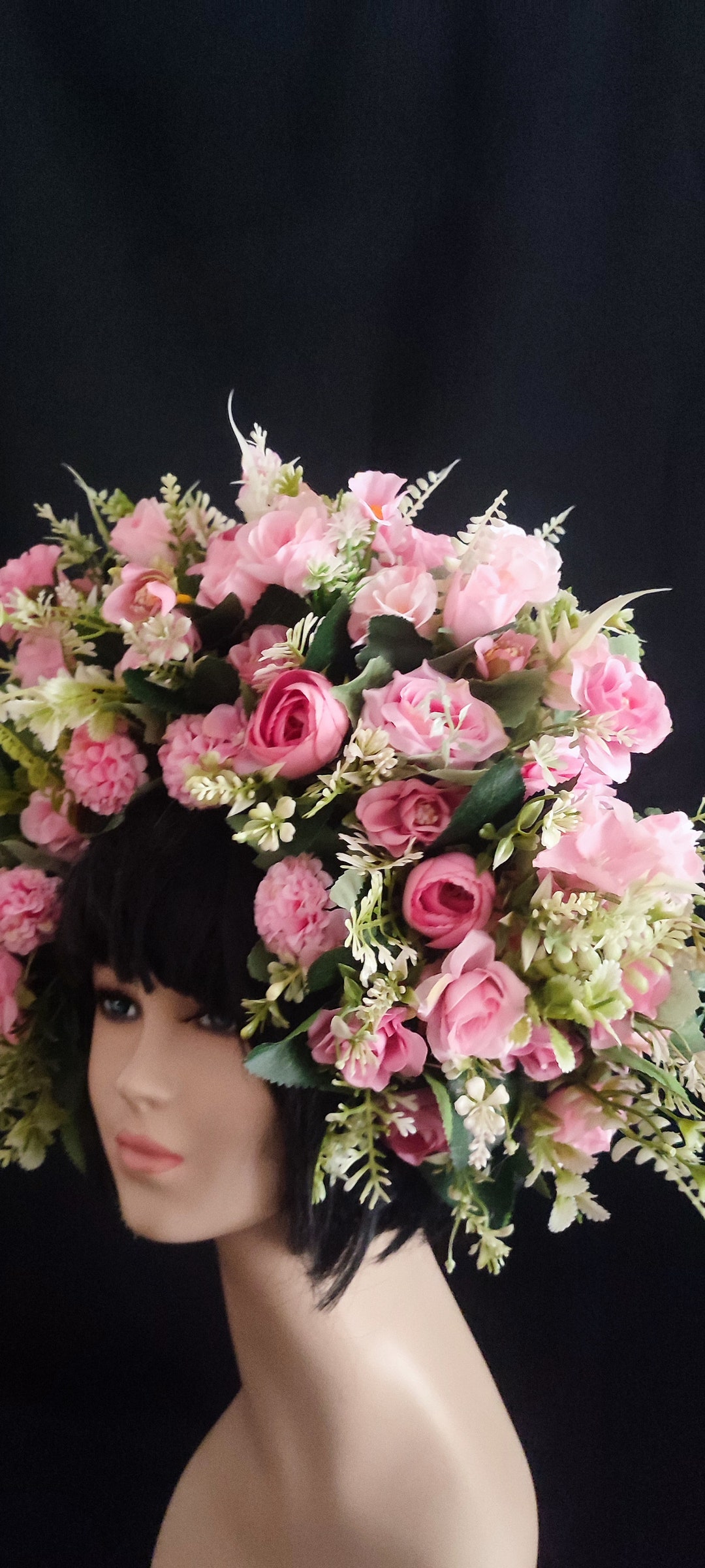 Pink Floral Crown Made to Order Summer Flower Headdress Fairy Floral ...