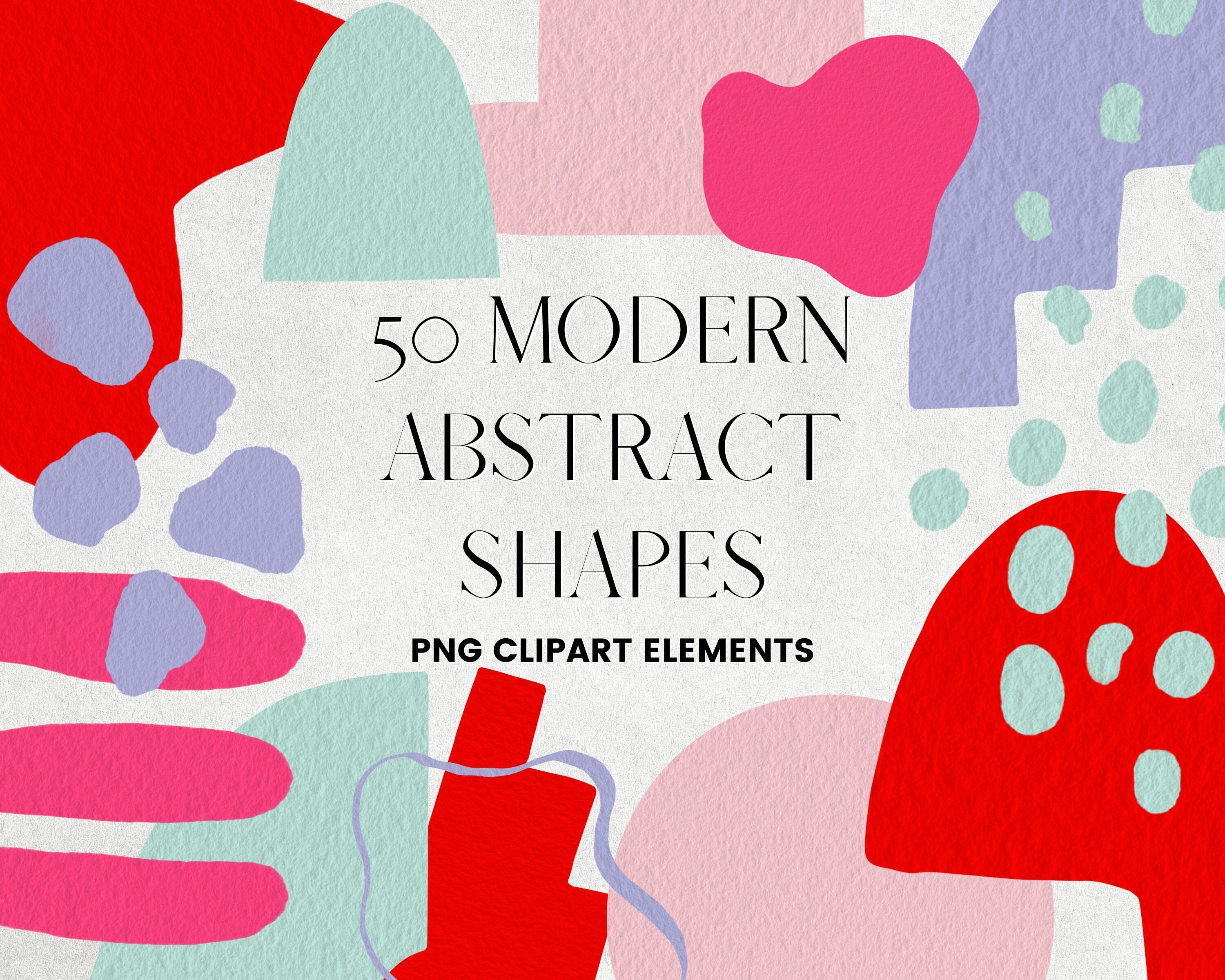 50 Abstract Shape Clip Art Modern Pink Purple Mint Pastel - Etsy