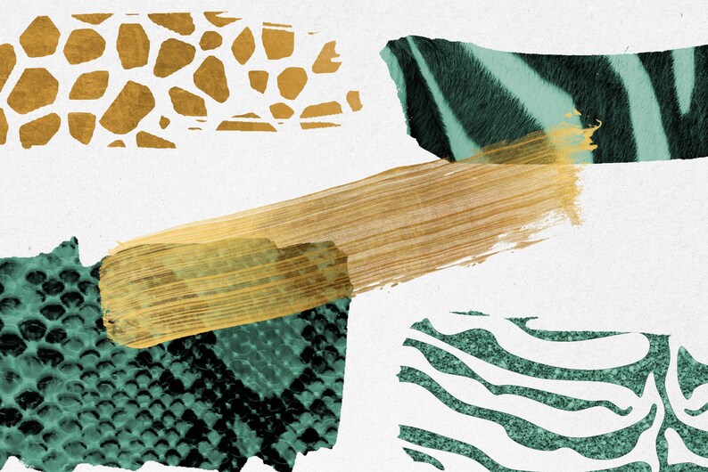 18 Safari Green and Gold Brush Strokes Clipart Transparent - Etsy