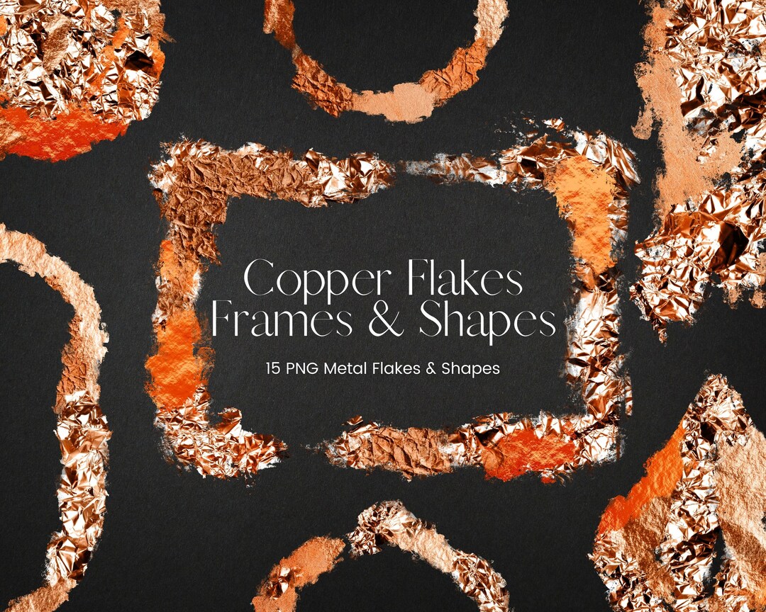 Copper Foil Frame Clipart, Metal Foil Flakes Overlays, PNG Copper ...