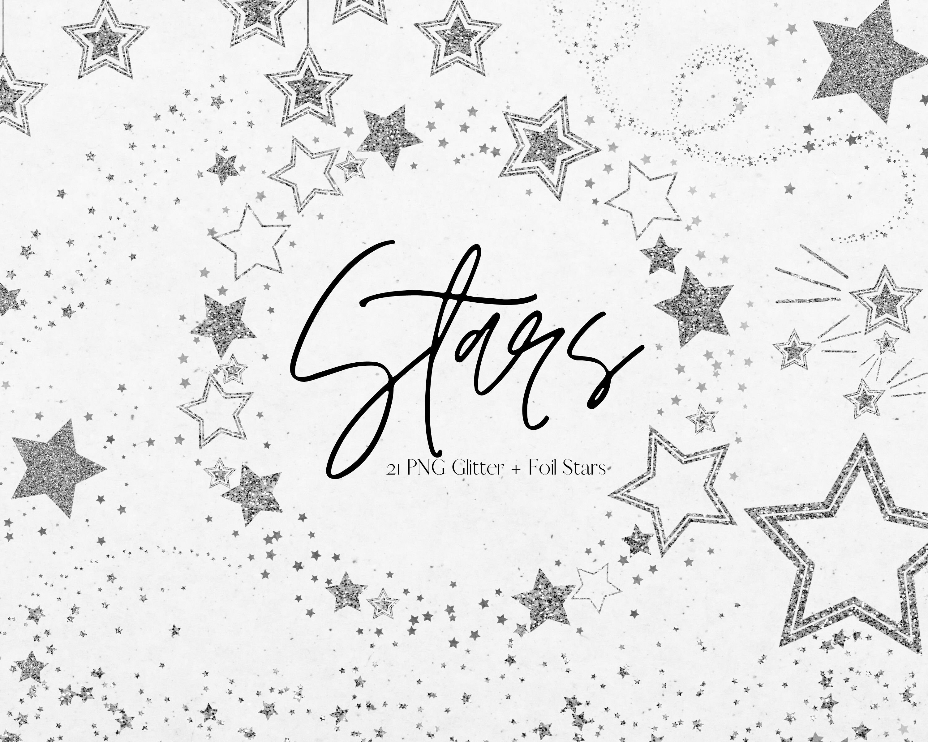 21 Silver Glitter Stars Clipart Set Silver Glitter Star - Etsy