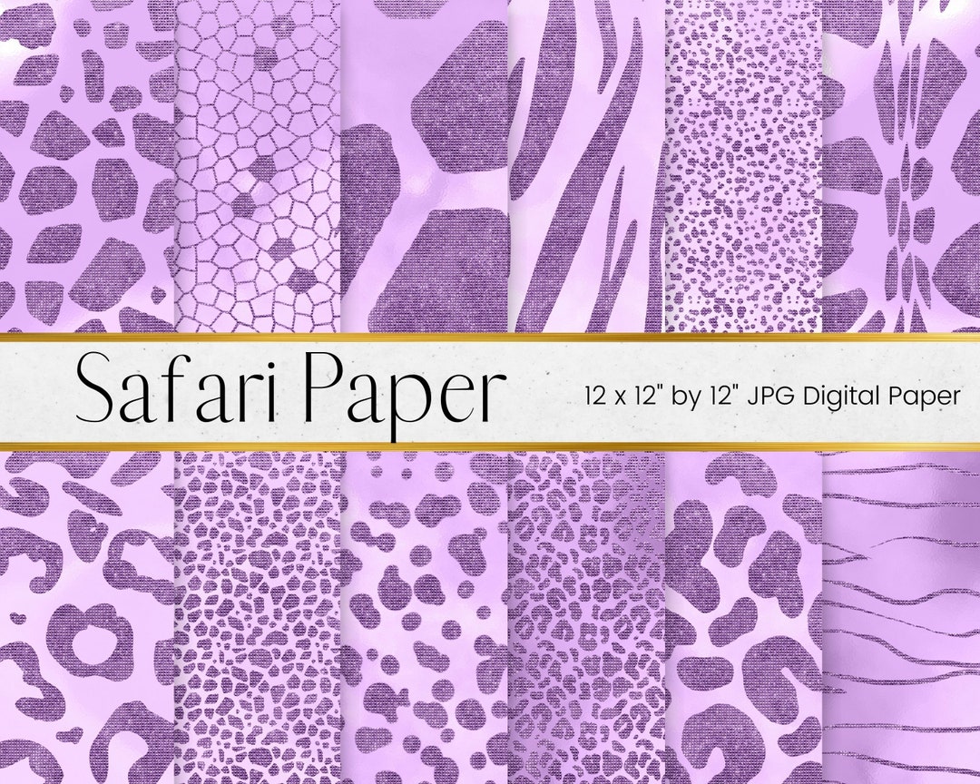 Purple Safari Animal Print Digital Paper, Leopard Print Pattern ...