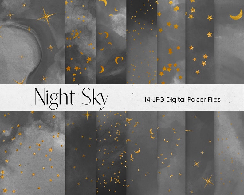 Watercolour and Gold Stars Digital Paper Pattern Stars and - Etsy
