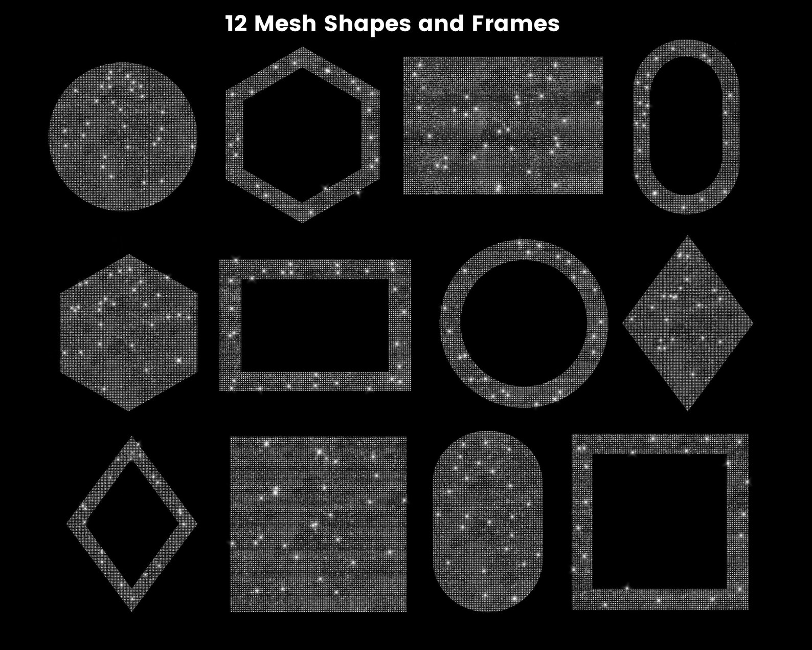 Silver Mesh Shapes Clipart Sparkling Mesh Shapes Circle - Etsy