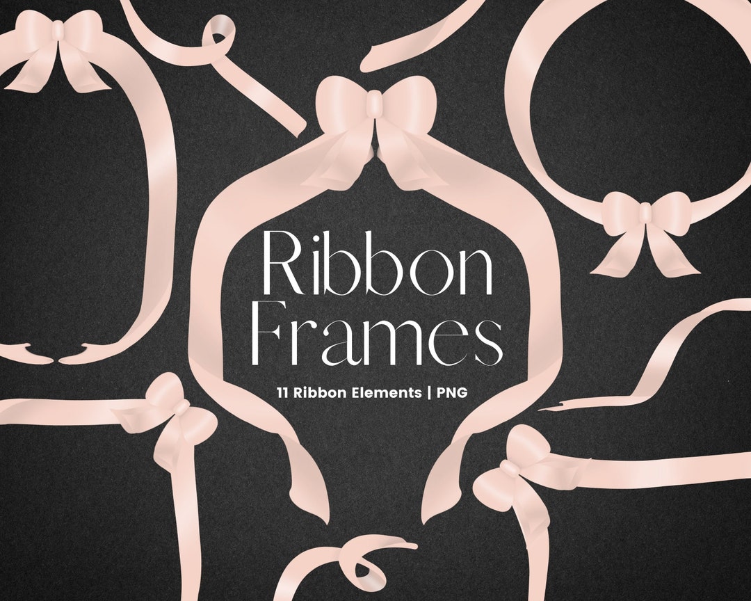 Pink Ribbon Frame Clipart, Ribbon Clipart, Pink Bow Digital Clipart ...