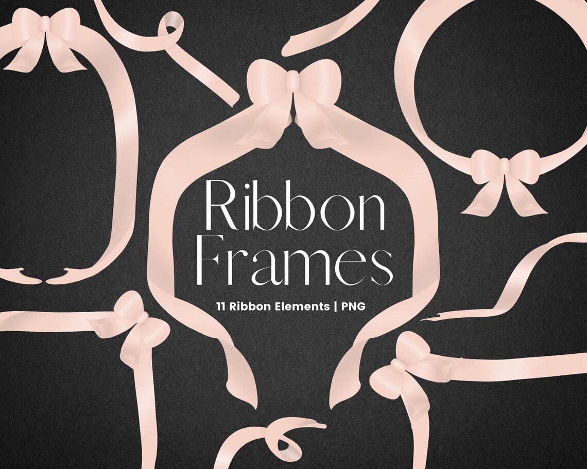 Pink Ribbon Frame Clipart Ribbon Clipart Pink Bow Digital | Etsy