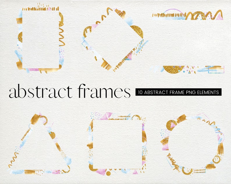 10 Abstract Shapes Mermaid Frame clipart Metal Pink Purple | Etsy