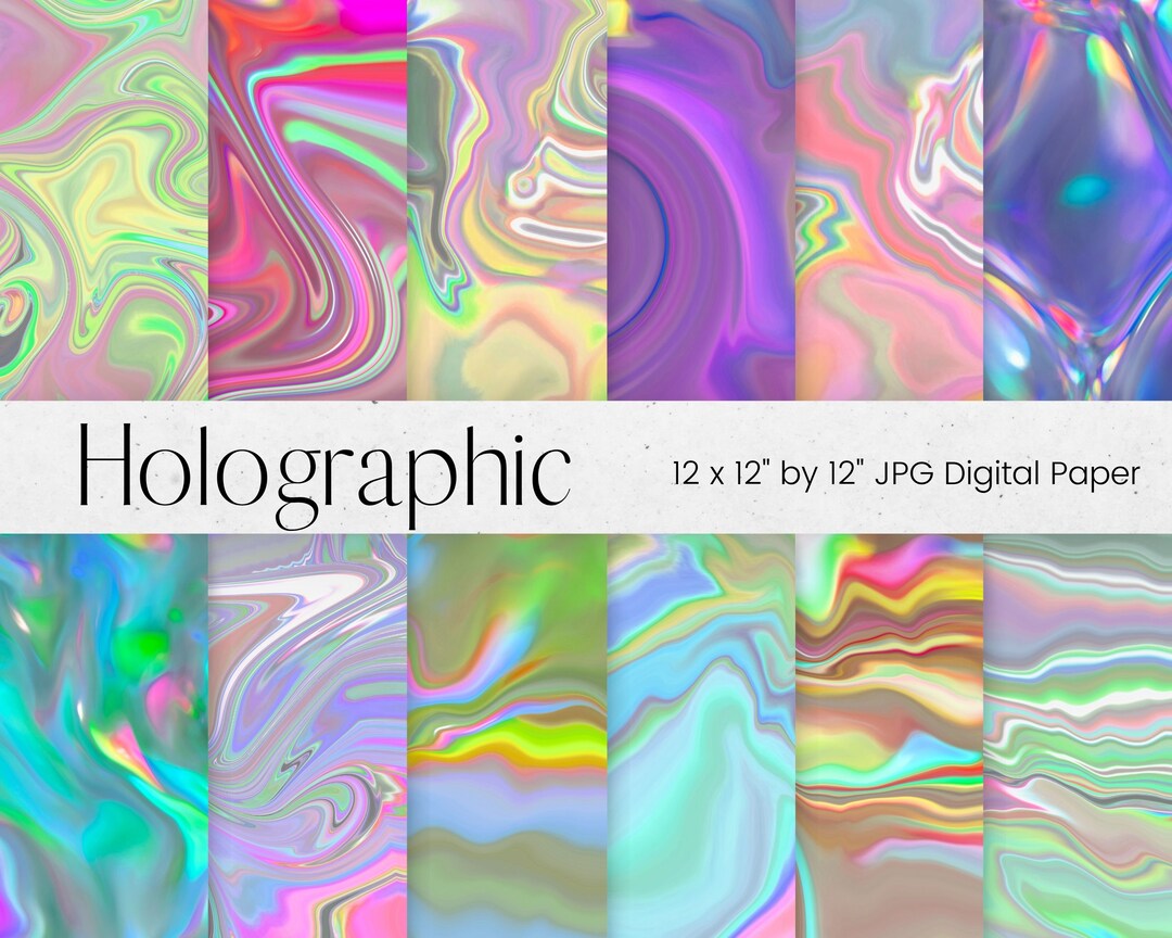 Swirling Holographic Digital Paper Pattern, Rainbow Swilling Pattern ...