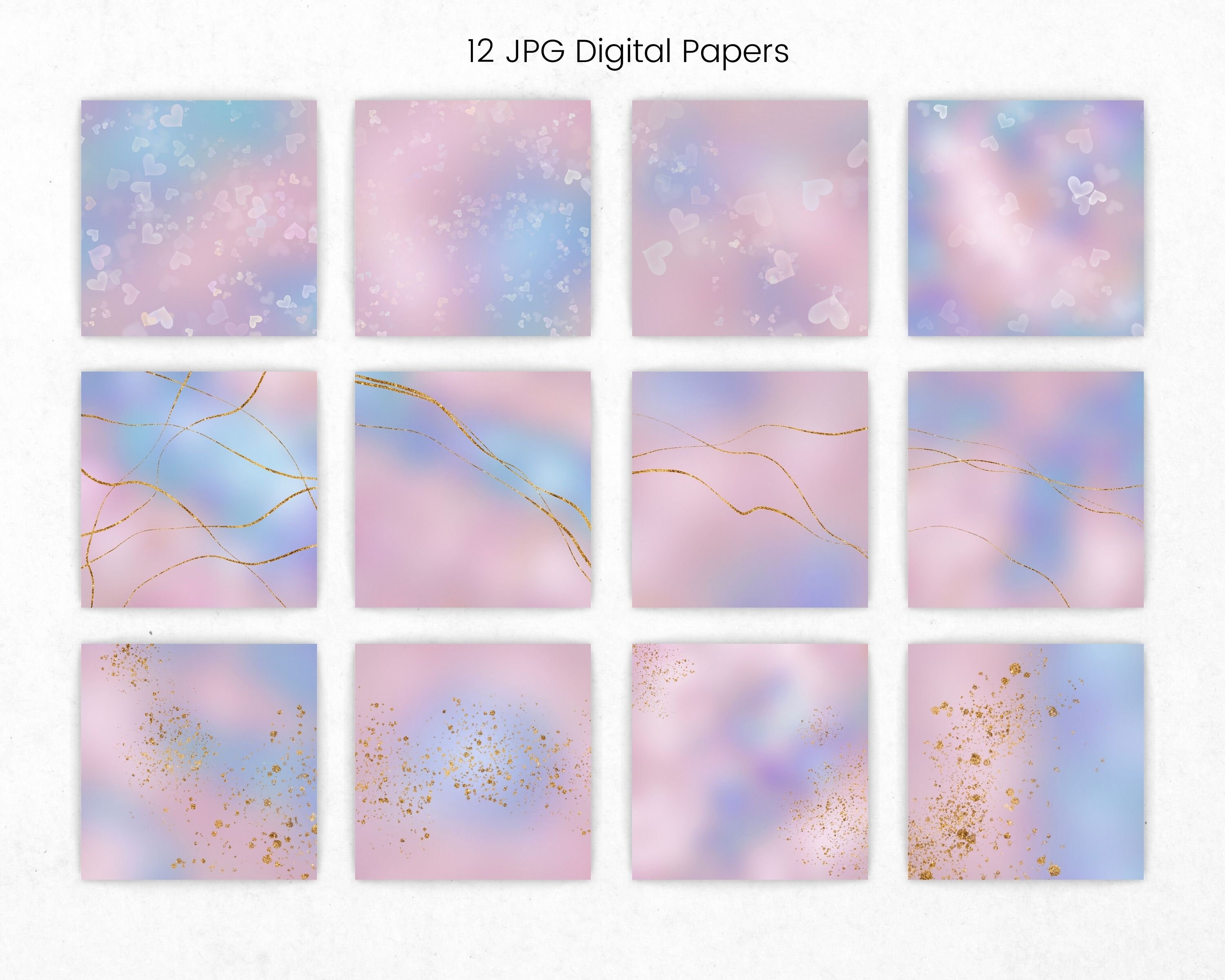 Pink and Purple Digital Paper Pattern Gold Glitter Scrapbook - Etsy